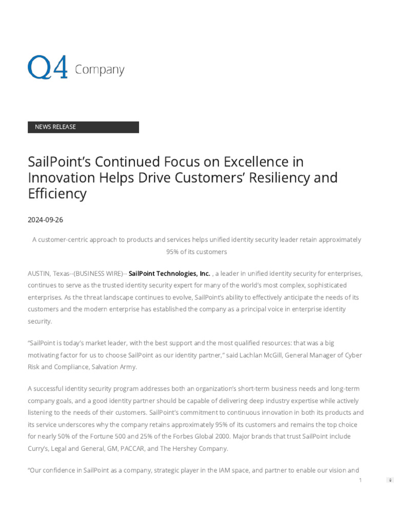 SailPoints Continued Focus On Excellence in Innovation Helps Drive ...