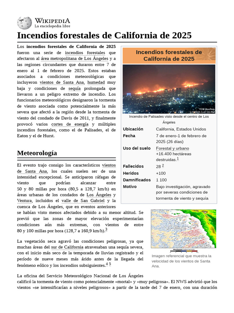 Incendios Forestales de California de 2025 | PDF | Herida | los Angeles