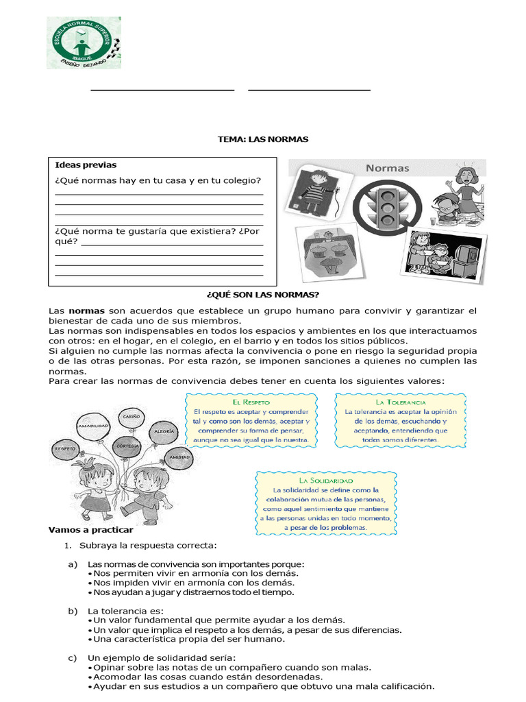 Guia Etica y Valores Humanos Grado 3.1 Las Normas | PDF | Color