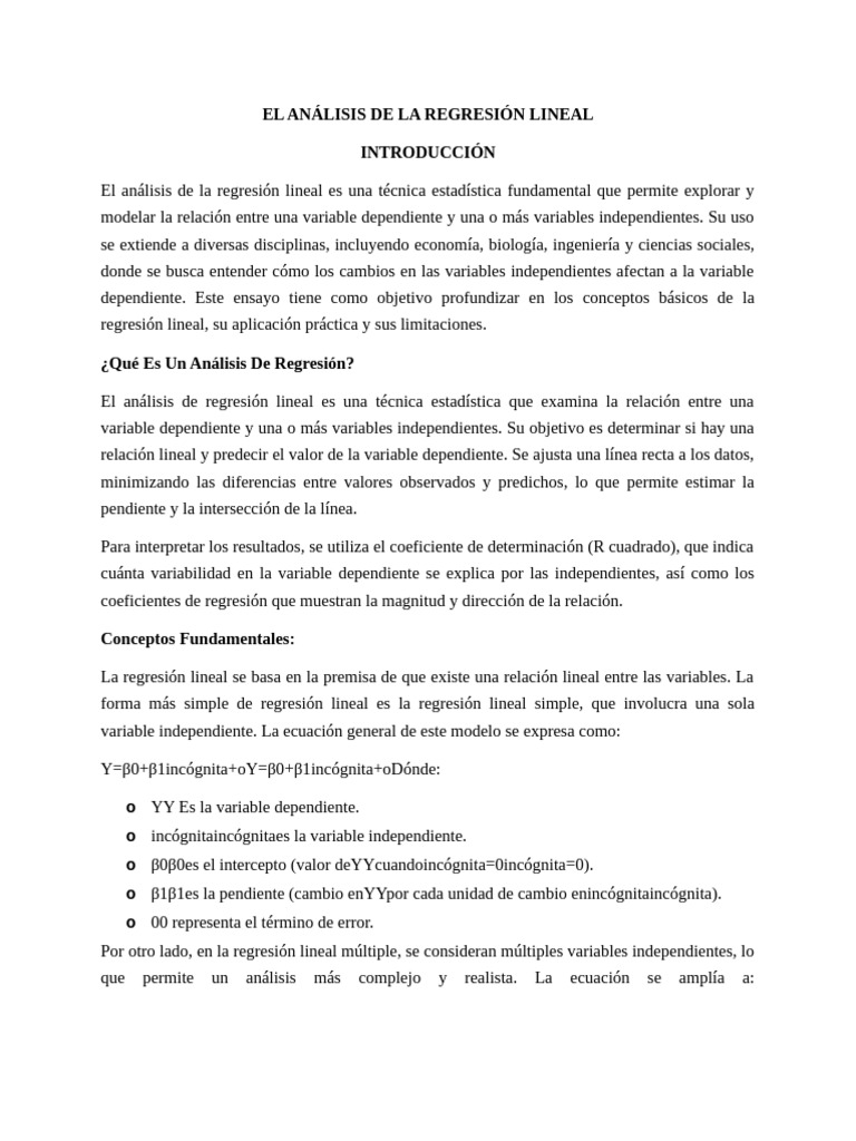 Guía de Regresión Lineal | PDF | Análisis de regresión | Regresión lineal