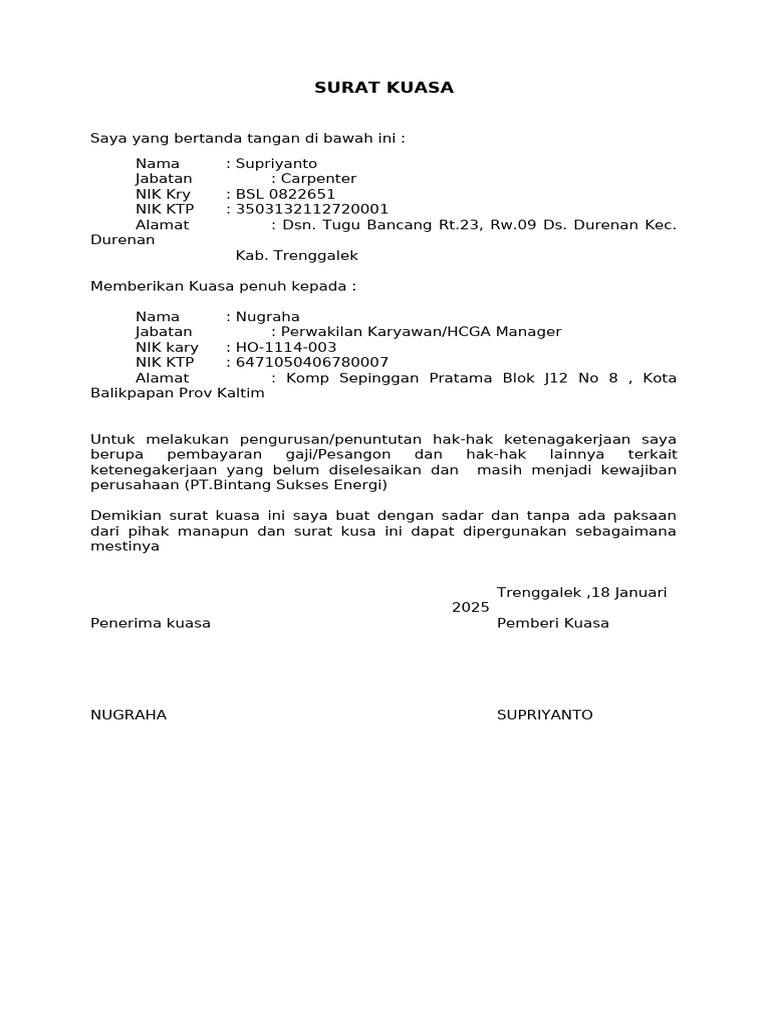 1 Surat Kuasa Pak Pri | PDF