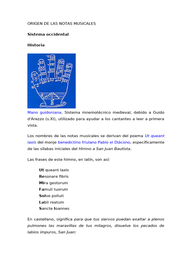 Origen y evolución de las notas musicales | PDF | Escala (música ...