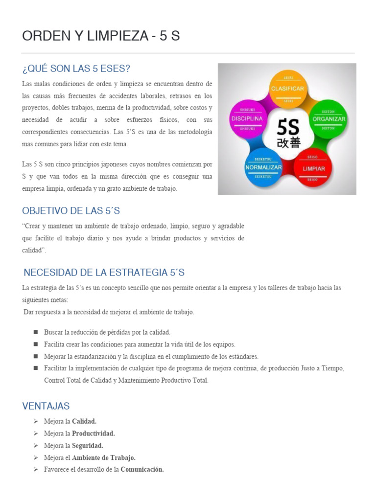Folleto_Orden y Limpieza 5S - Rev01 (1) (1) | PDF | Economias | Business