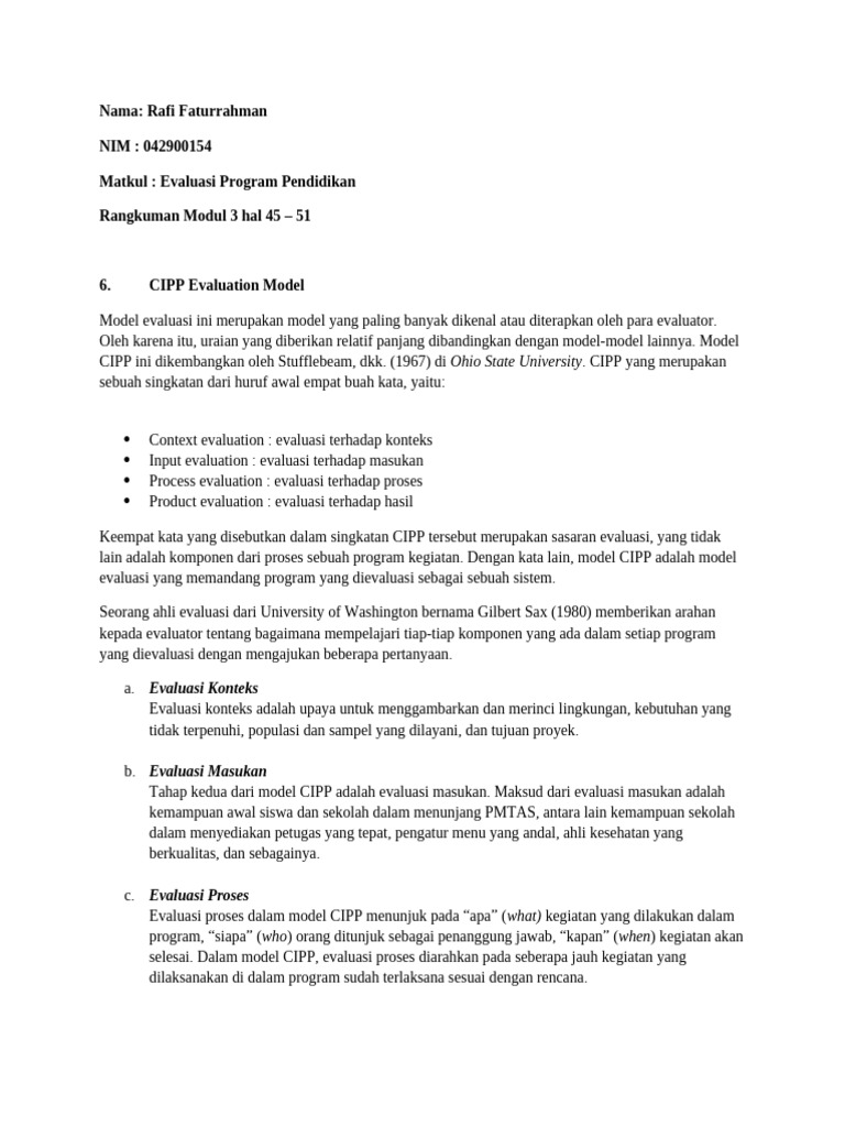 Rangkuman Modul 3 Evaluasi Program Pendidikan | PDF