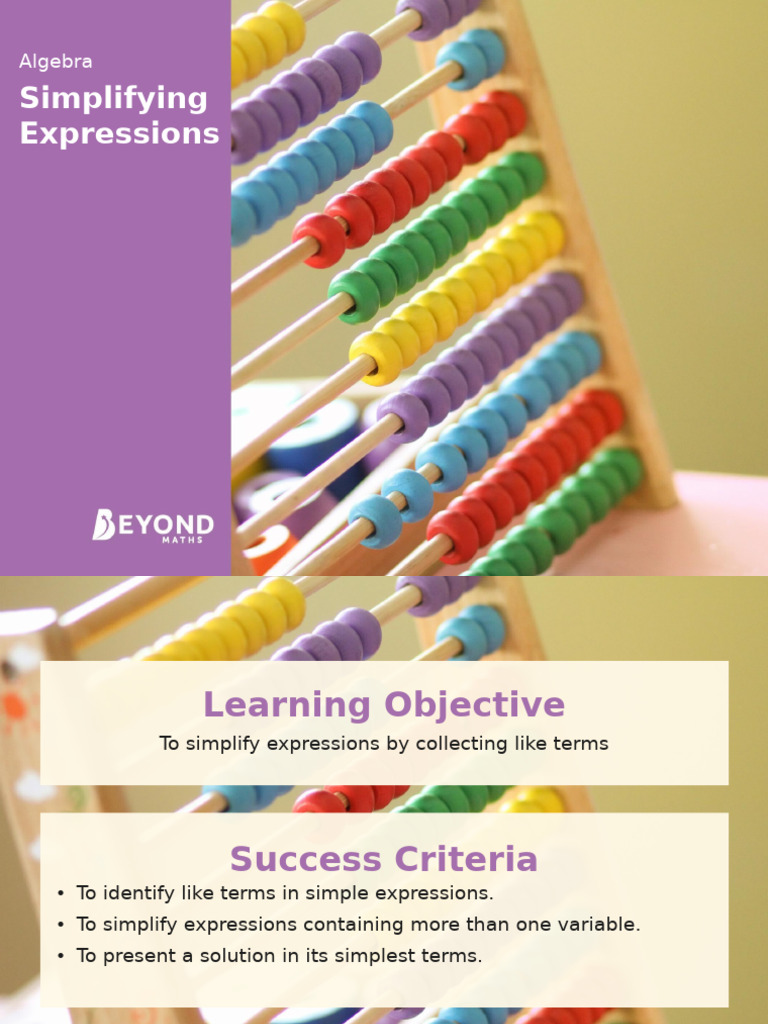 Simplifying Expressions Powerpoint | PDF | Angle | Algebra