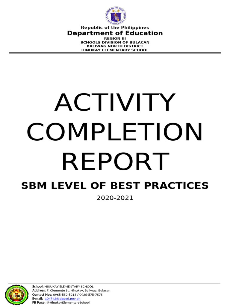 HINUKAY ES ACR On SBM BEST PRACTICES | PDF | Cognition | Learning