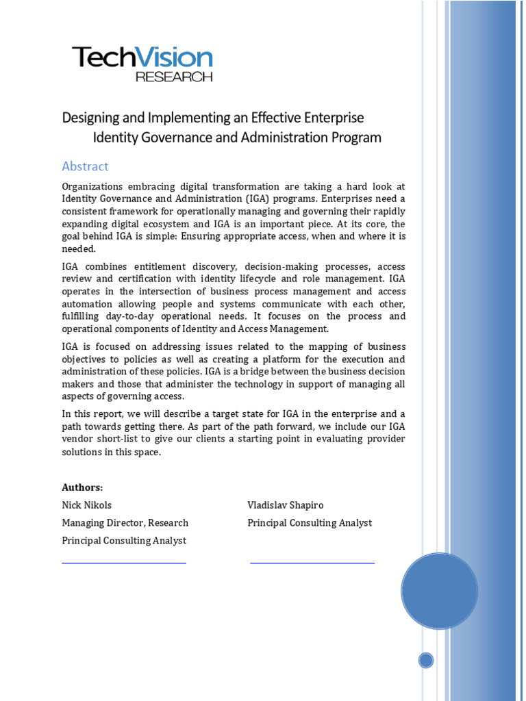 Identity Governance and Administration Excerpt Final | PDF | Governance ...