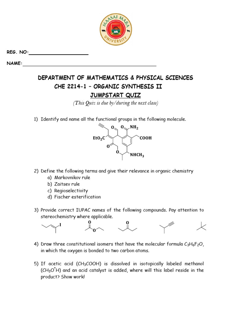 Organic Synthesis II Quiz Guide | PDF