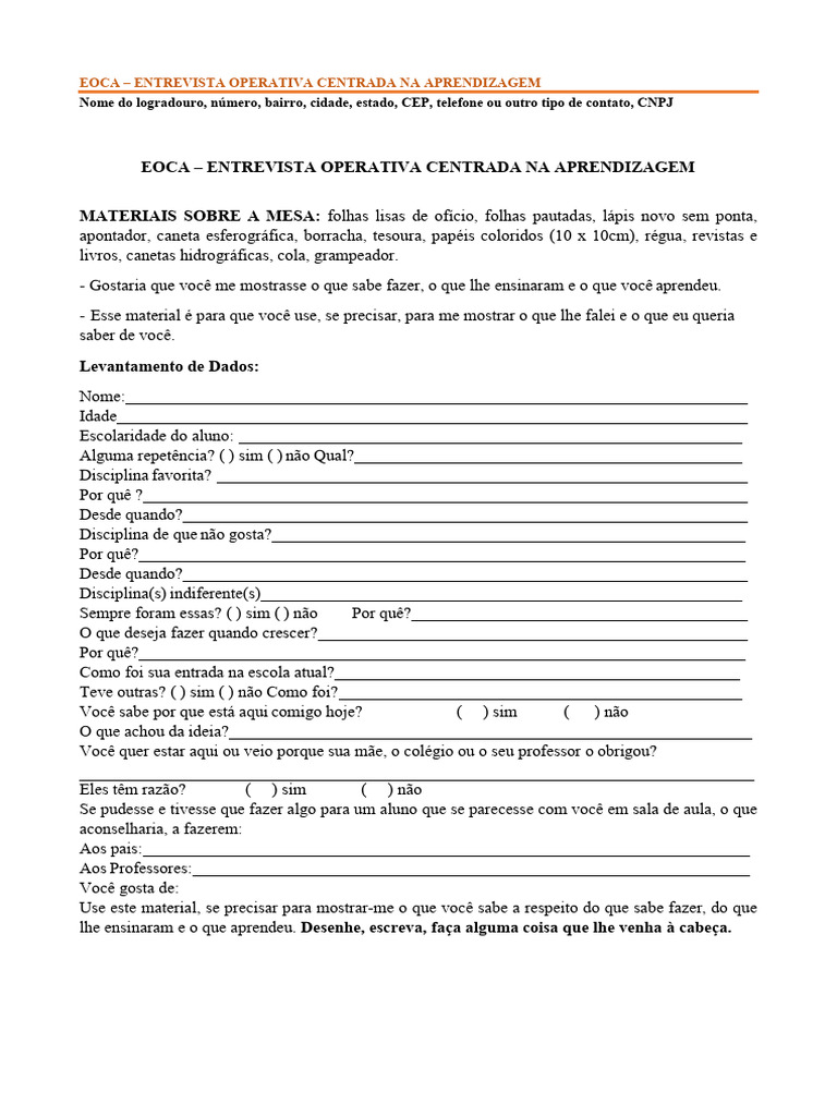 Modelos de EOCA 2 | PDF | Escolas