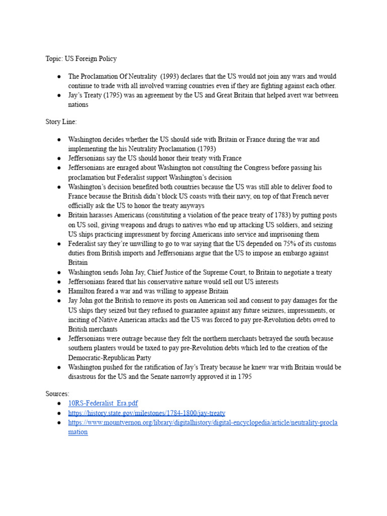 APUSH Notes and Sources | PDF | George Washington | Federalist Party