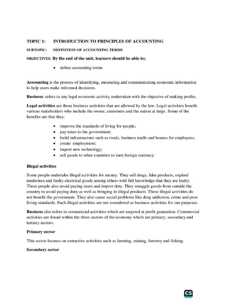 Form 1 Accounts Notes | PDF