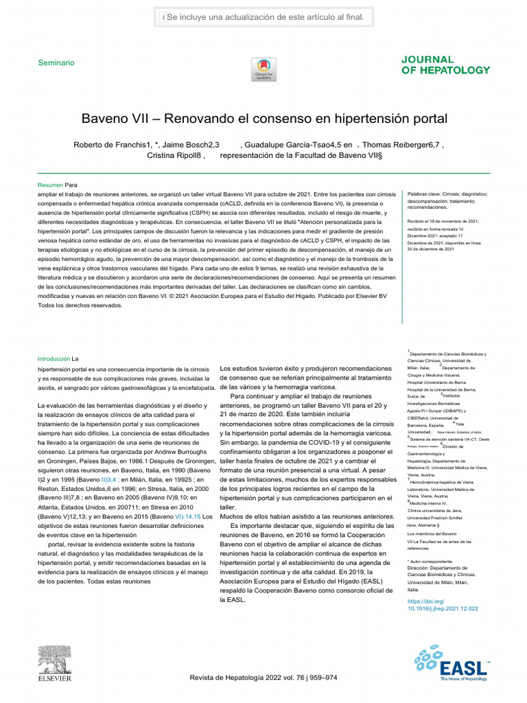 Baveno VII - Traducido | PDF | Cirrosis | Hipertensión