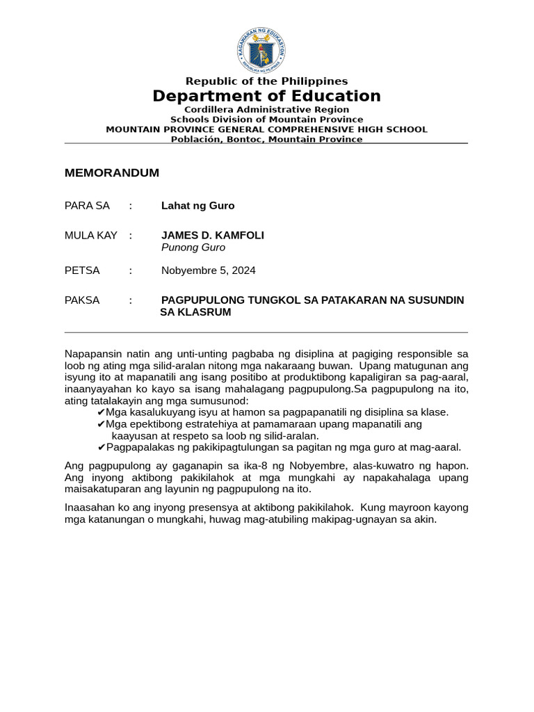 MEMORANDUM | PDF