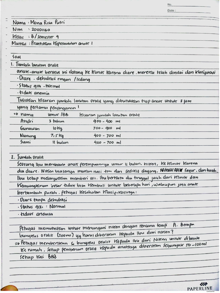 160-Mona Risa Putri (Prak Keperawatan Anak 1) | PDF