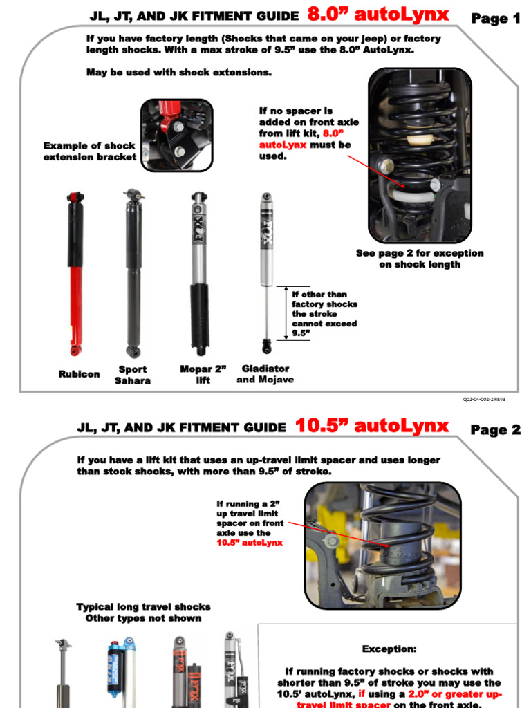 D. Autolynx JL, JT, and JK Fitment Guide 8.0" | PDF | Automotive ...
