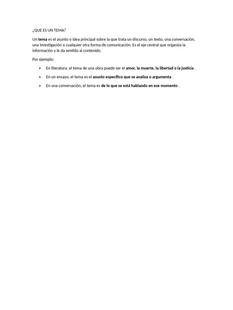 Definición y Ejemplos de Tema | PDF