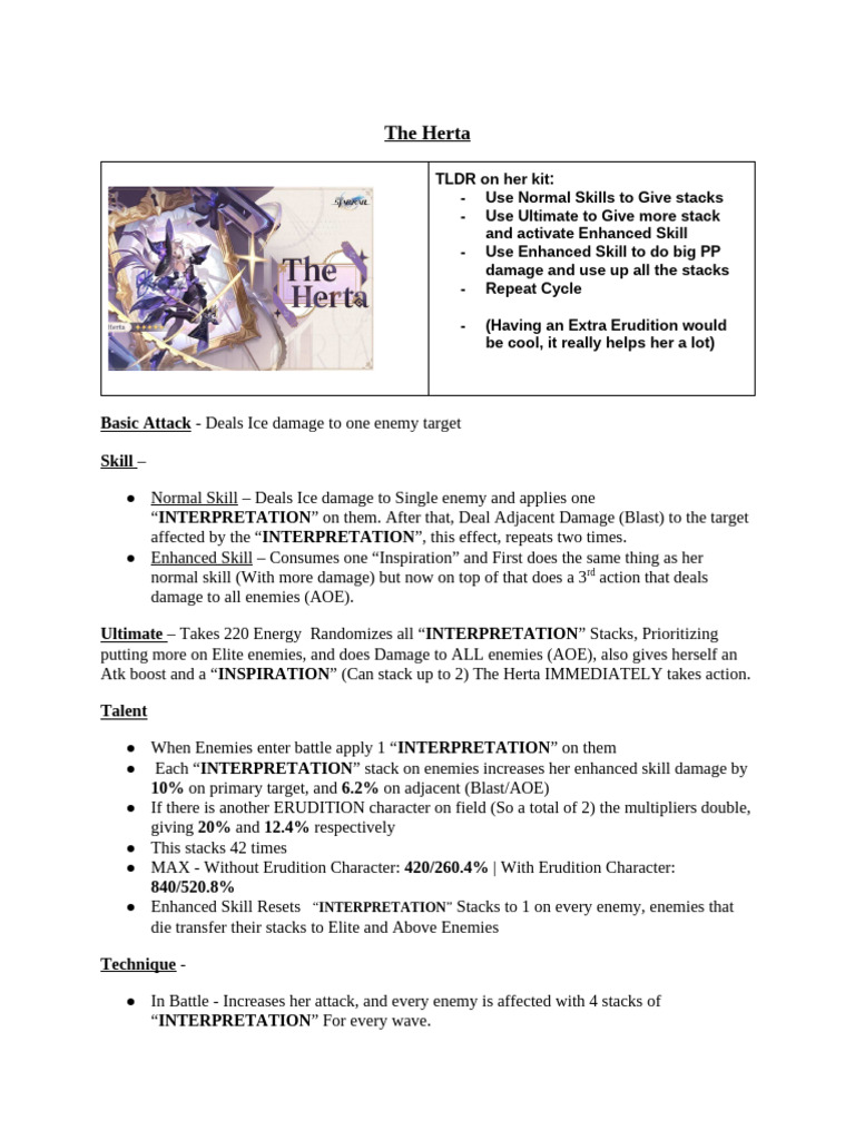 Herta Character Build and Strategy Guide | PDF