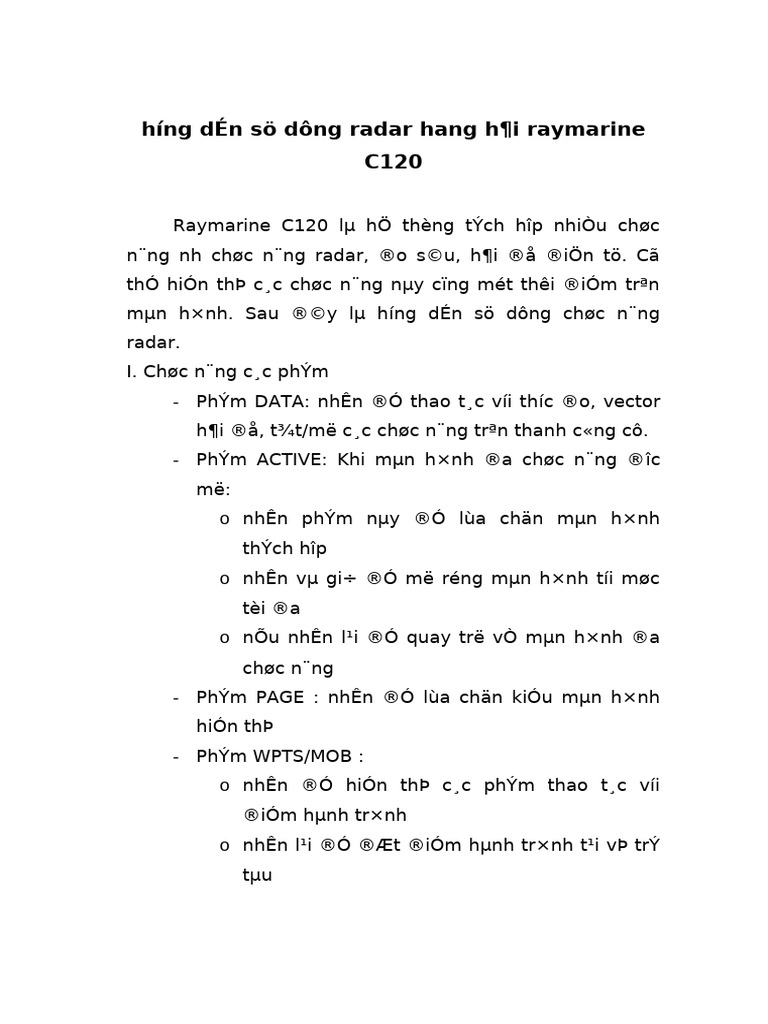 Híng Dén Sö Dông Radar Hang H I Raymarine C120 | PDF