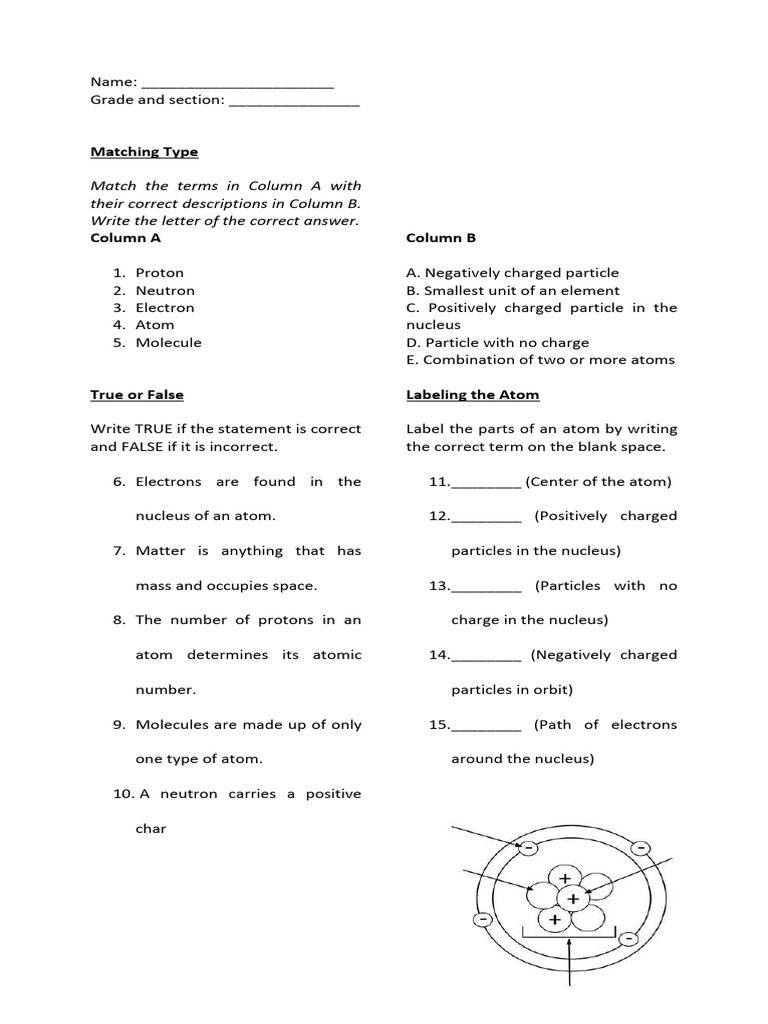 Science-worksheets | PDF | Atoms | Atomic Nucleus
