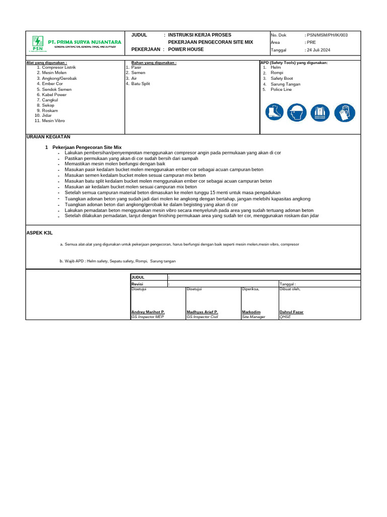 Ik Pekerjaan Pengecoran Site Mix | PDF