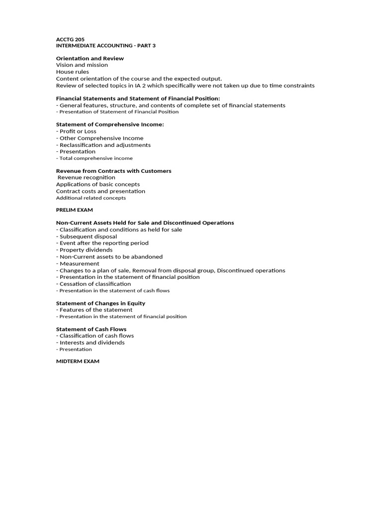 Intermediate Accounting Course Overview | PDF