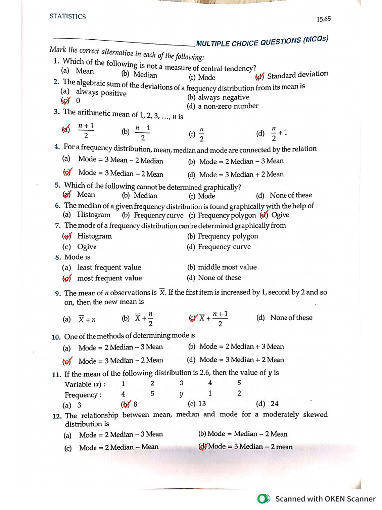 KamaleshKumar Statistics MCQs | PDF