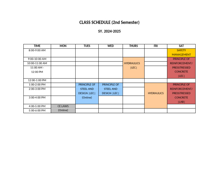 CLASS SCHEDULE | PDF
