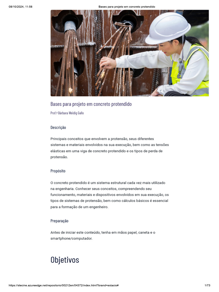 Tema 5 de 6 - Bases para projeto em concreto protendido | PDF | Estresse (Mecânica) | Concreto