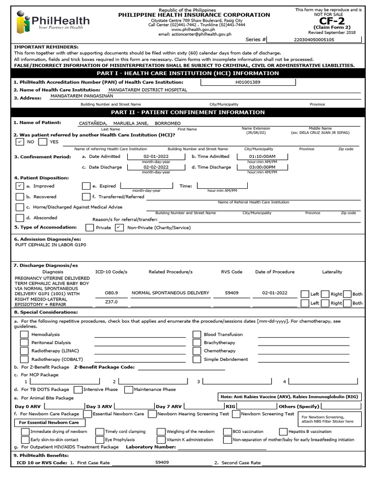 CF2 Castañeda Maruela Jane Borromeo 20241204 | PDF | Patient | Health Care