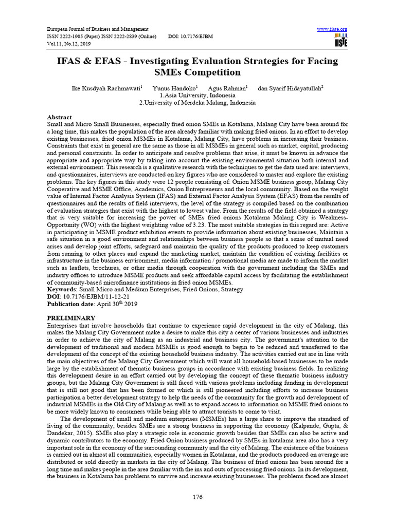 14. IFAS _ EFAS - Investigating Evaluation Strategies for FacingSMEs Competition | PDF | Swot ...