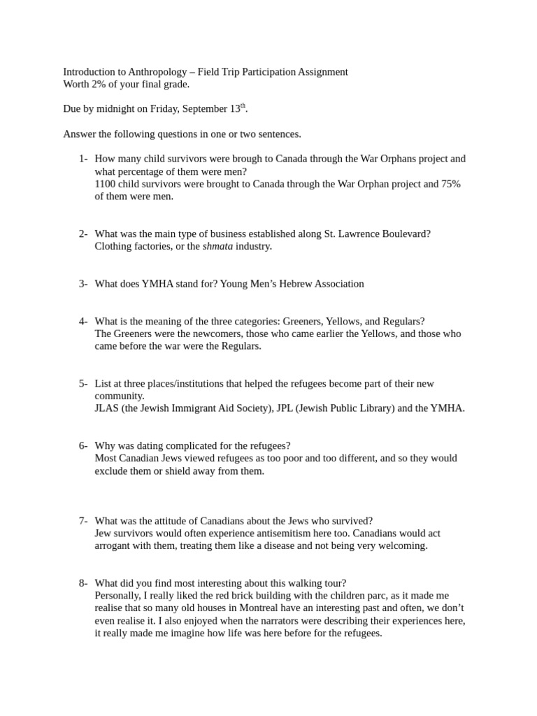 !introduction To Anthropology, Tour Activity | PDF