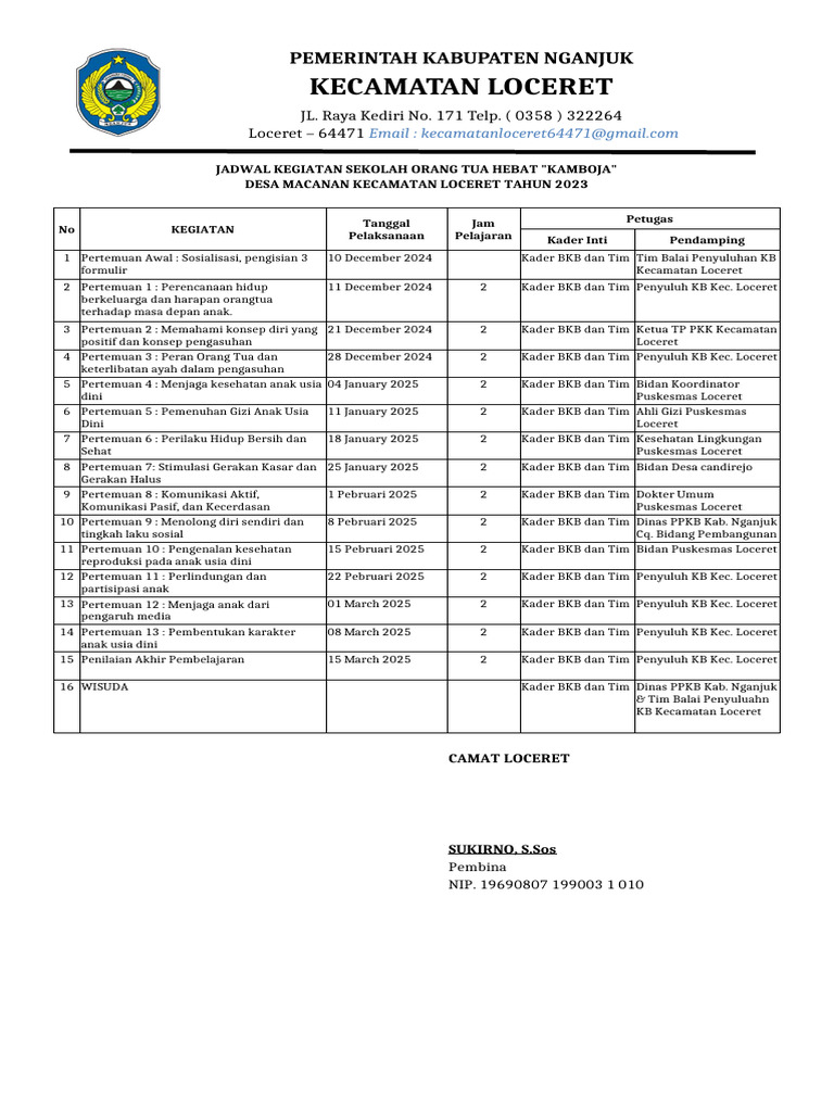 Jadwal Kegiatan Dan Struktur Organisasi | PDF