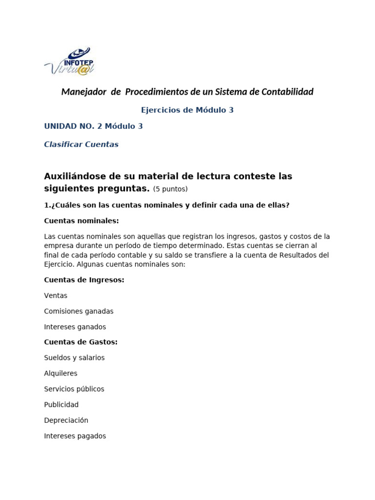 Actividad No. 1 Unidad 1 modulo 3 (5) | PDF | Contabilidad | Tarjeta de débito
