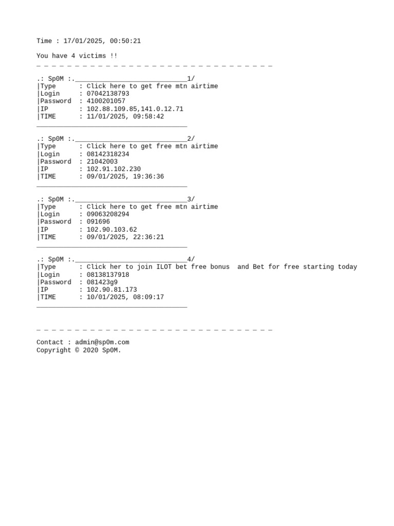 Sp0m Victims (2025_1_16) | PDF