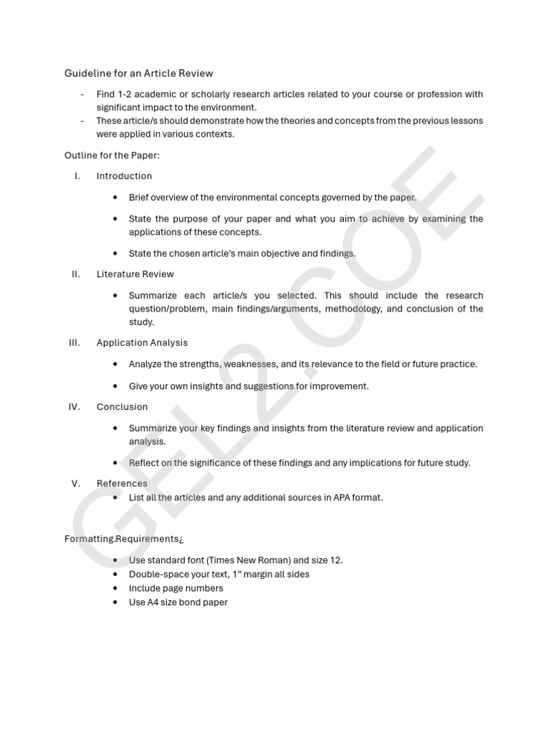 Article Review Guidelines for Environmental Studies | PDF | Citation ...