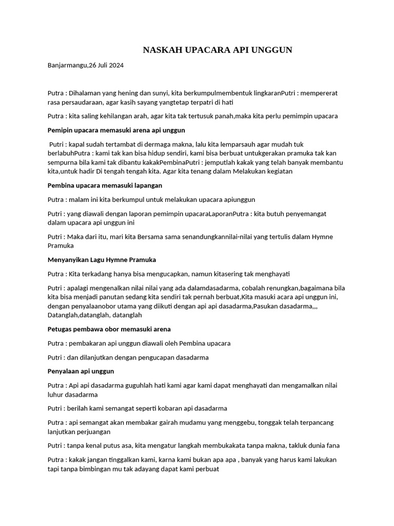 Naskah Upacara Api Unggun | PDF