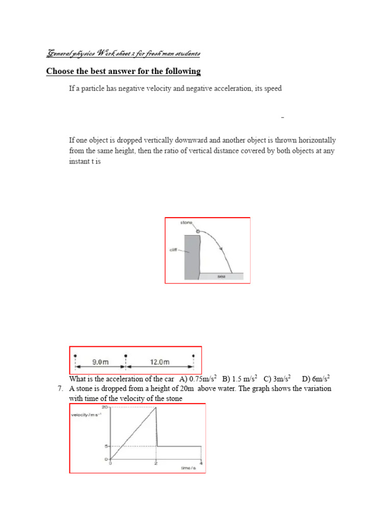 Questions For Kinematics | PDF | Acceleration | Velocity