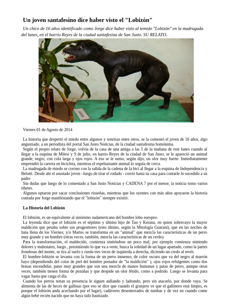Leyenda Del Lobizón | PDF