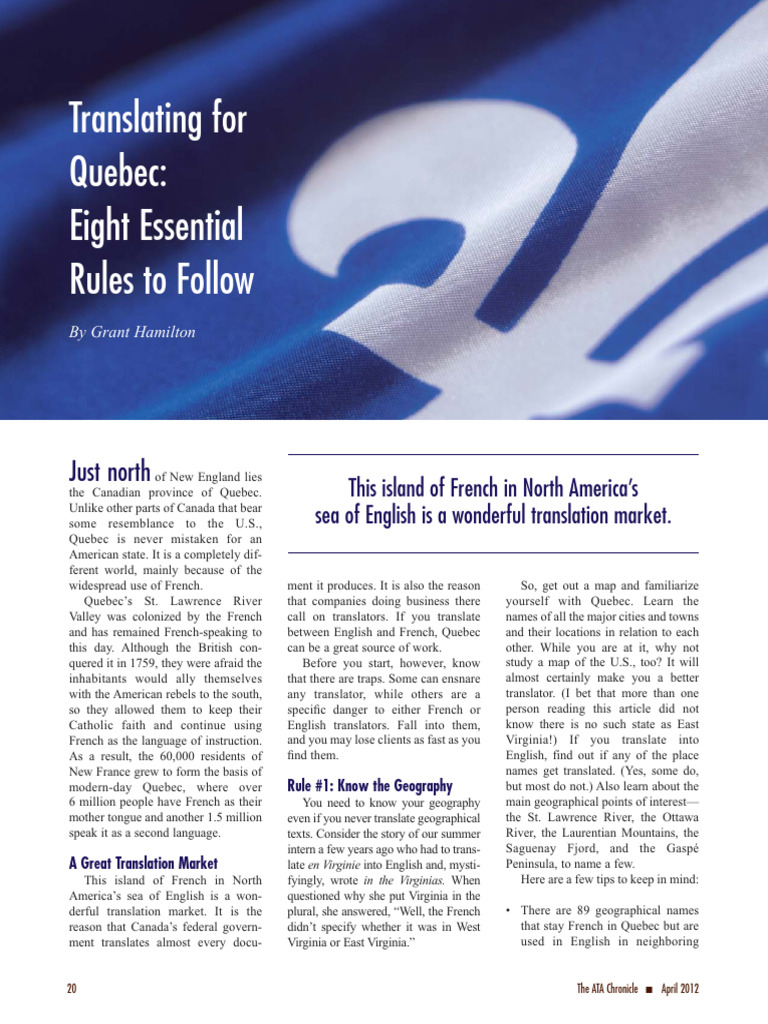 Essential Translation Tips for Quebec | PDF | French Language | English ...