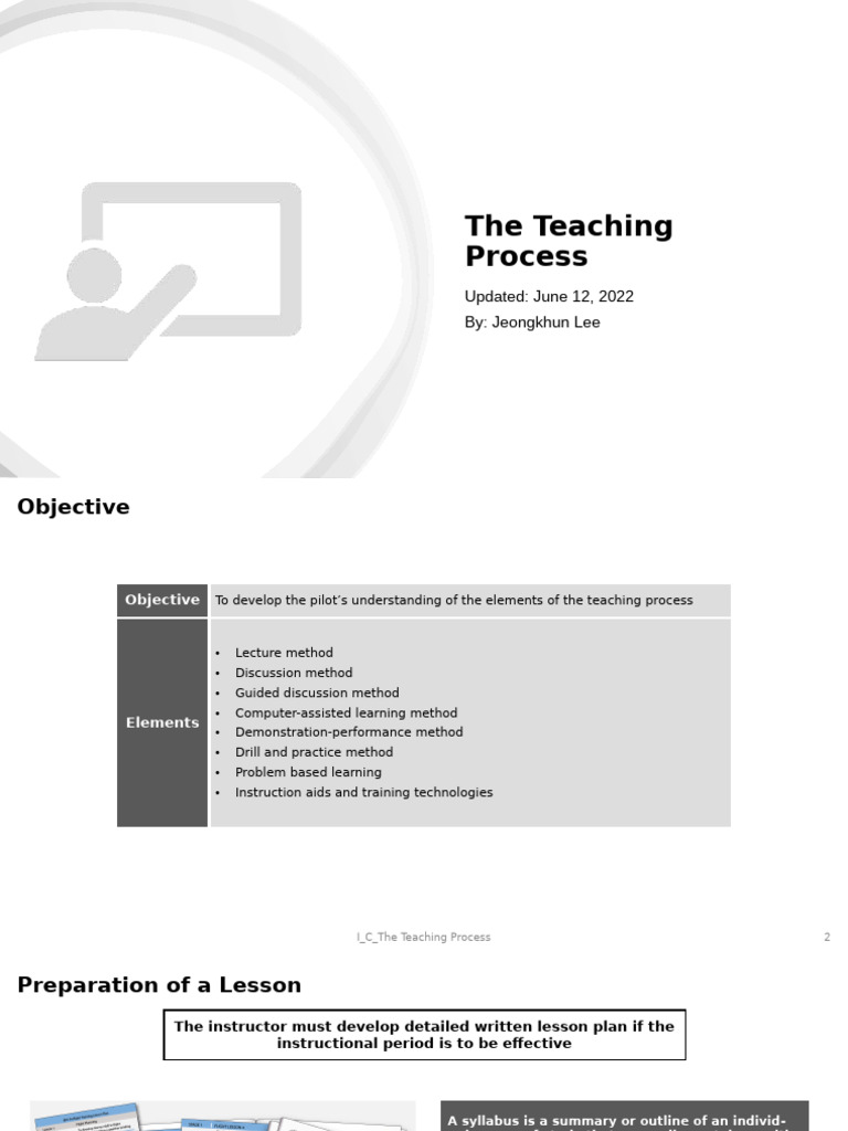 I C The Teaching Process | PDF | Learning | Lecture