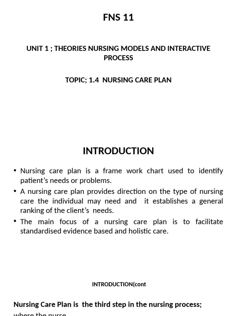 Nursing Care Plan & Models Guide | PDF | Nursing | Pain