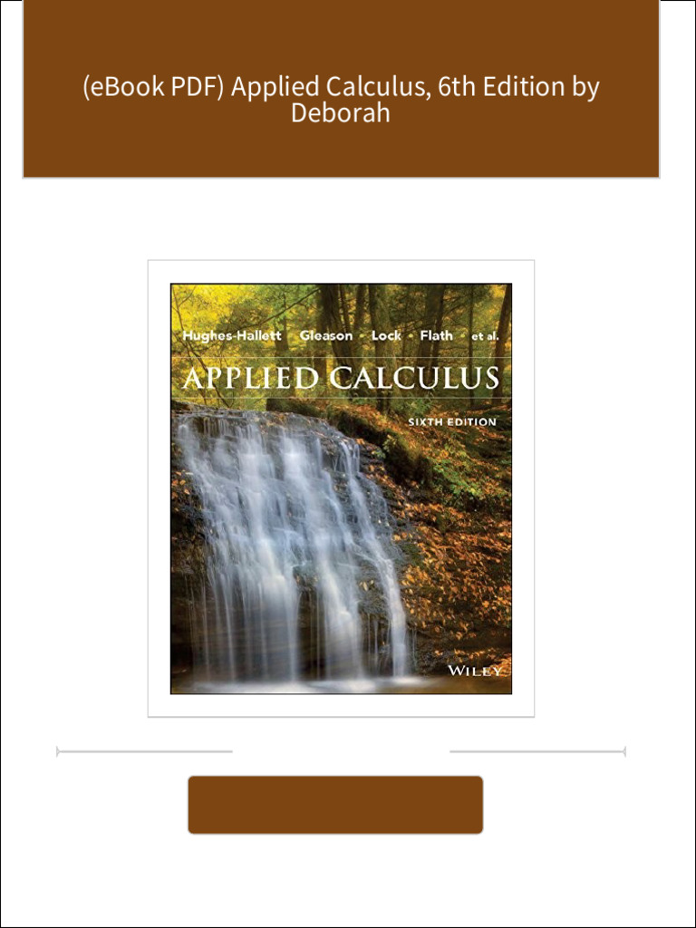 Complete Download Ebook Pdf Applied Calculus 6th Edition By Deborah