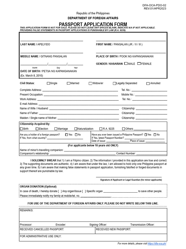 Courtesy Lane Passport Application Form Fillable | PDF | Government And ...
