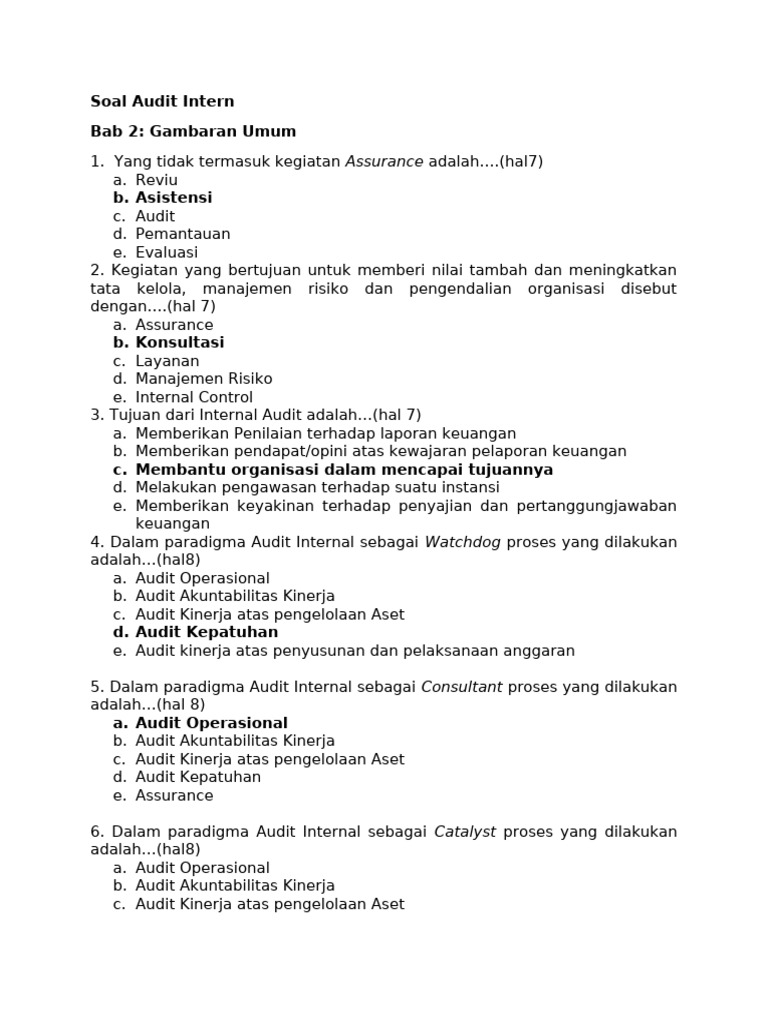 Soal Audit Intern Final Fix | PDF