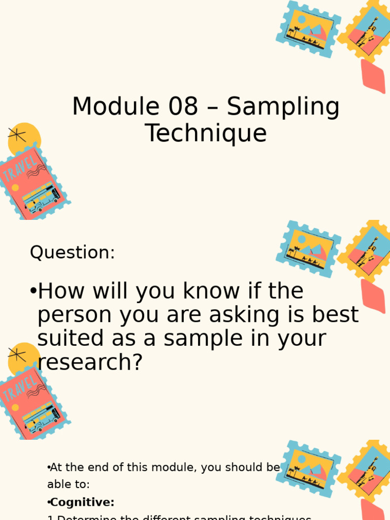 Module 08 - Sampling Technique | PDF | Sampling (Statistics) | Scientific Method