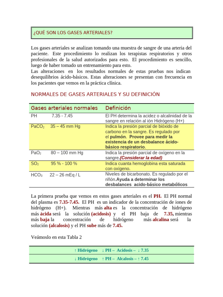 Qué Son Los Gases Arteriales | PDF | Fisiología