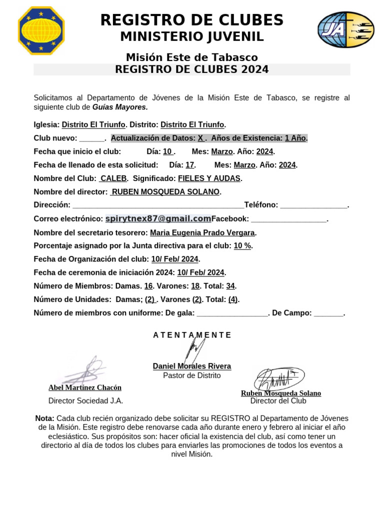 Registro Clubes Guias Mayores | PDF