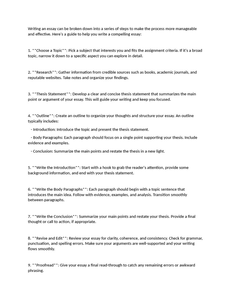 Writing An Essay Can Be Broken Down Into A Series of Steps To Make The ...