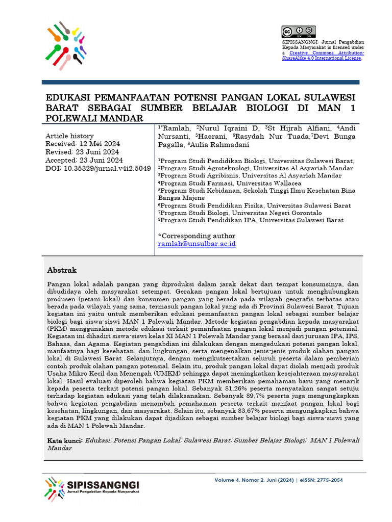 EDUKASI PEMANFAATAN POTENSI PANGAN LOKAL | PDF