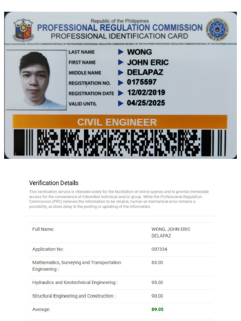 Prc Id and Board Exam Rating (1) | PDF